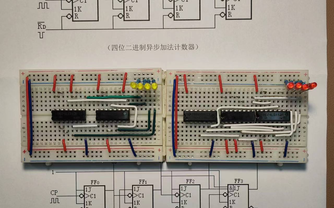 ...电路(JK触发器构成4位异步二进制加法 十进制加法计数器)③2022-5-2