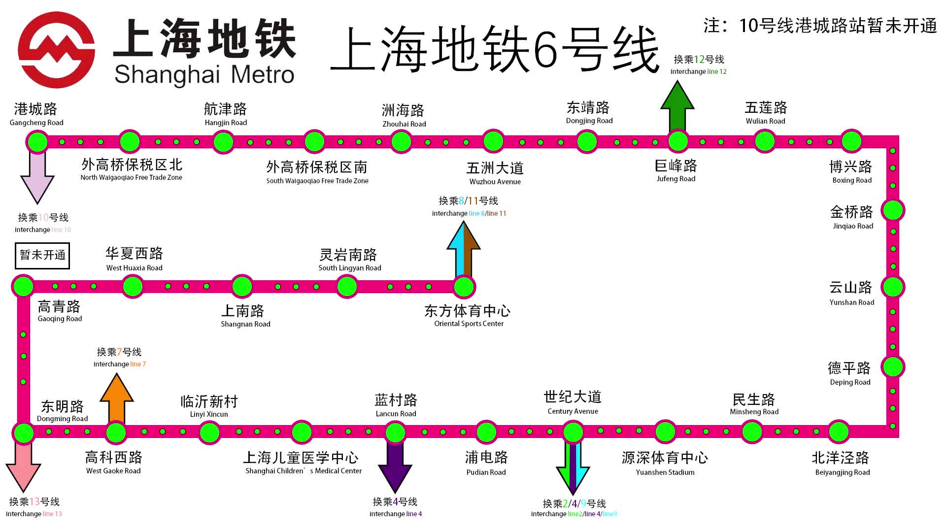 上海地铁6号线 报站+闪灯图