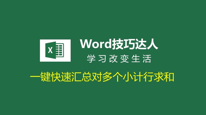 【Excel】一键快速汇总对多个小计行求和,这个技巧真实用!