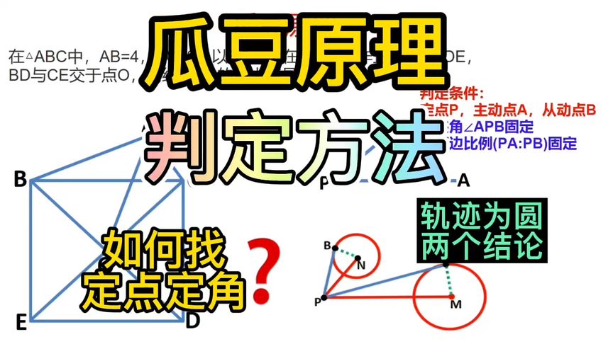 瓜豆原理,初中几何模型瓜豆原理ߔ�判定条件,轨迹为圆的瓜豆原理