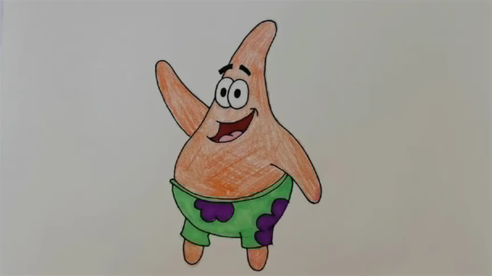 派大星简笔画,手绘教程,派大星是海绵宝宝最好的朋友,