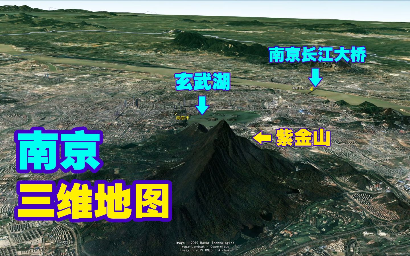 南京三维立体图,玄武湖和紫金山环绕,还原一个真实的南京地图!