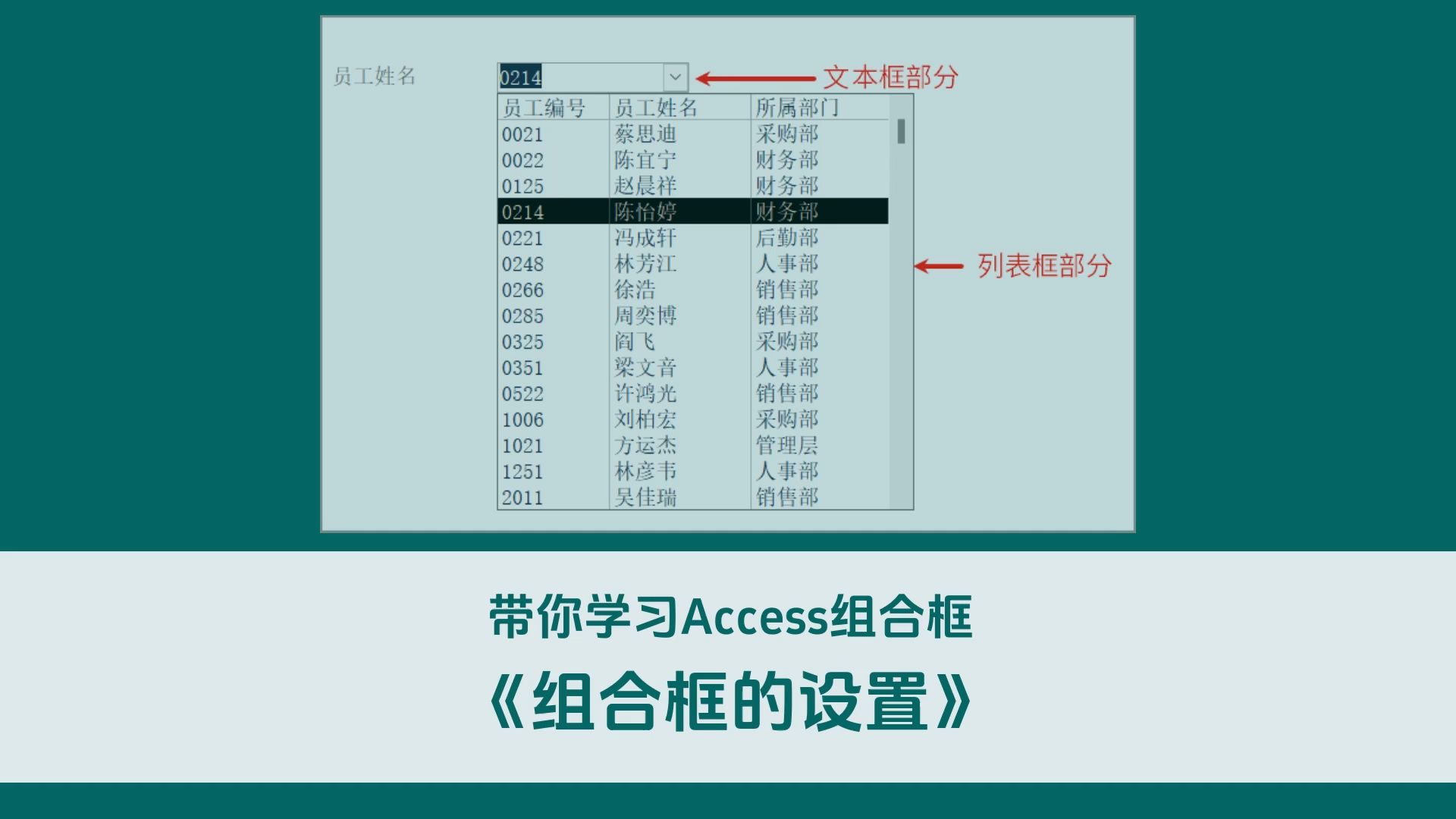 带你学习Access组合框--组合框的设置