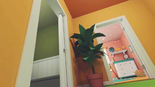 VR熊孩子模拟器:熊孩子饿了和小花猫抢食物被咬,用香蕉皮打小花