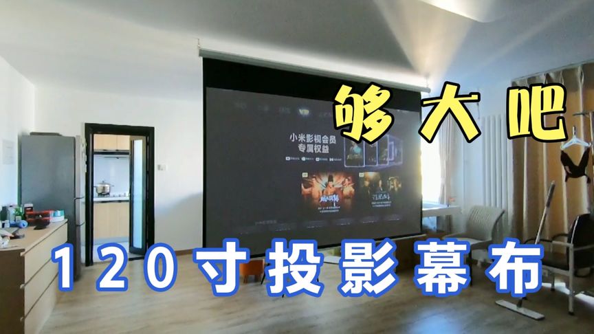 安装了一台120寸投影幕布,挂在客厅中间效果不错,画质就这样了