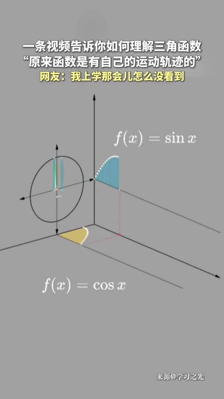 一条视频告诉你如何理解三角函数。"原来函数是有自己的运动轨迹的...