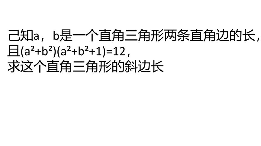 初中数学题,求这个直角三角形的斜边长?
