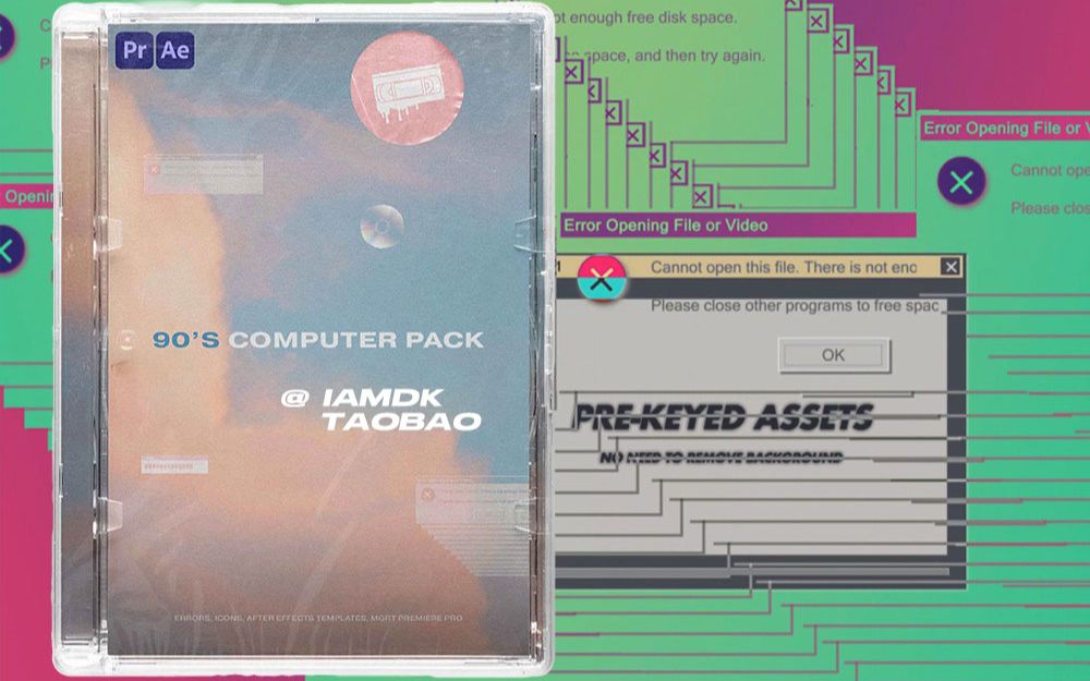 ...复古90年代win97弹框错误窗口视频动画素材包 90’s Computer Pack