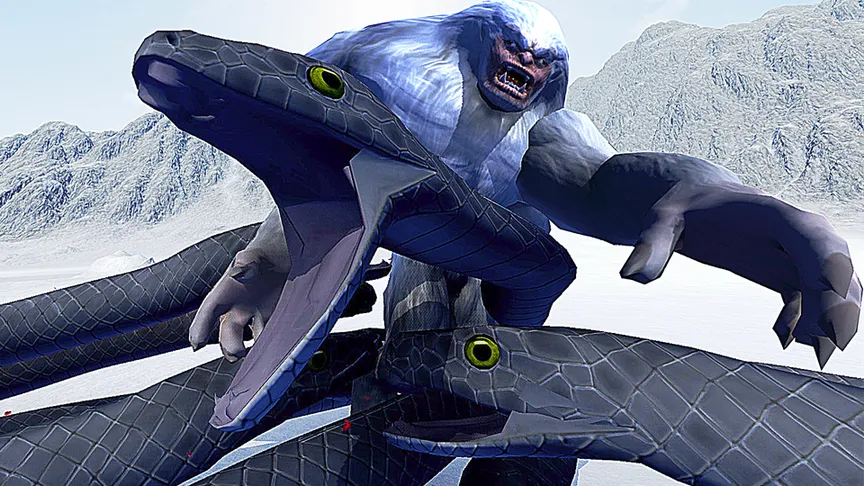 「小熙解说」动物进化战争模拟器 雪怪对战泰坦巨蟒!