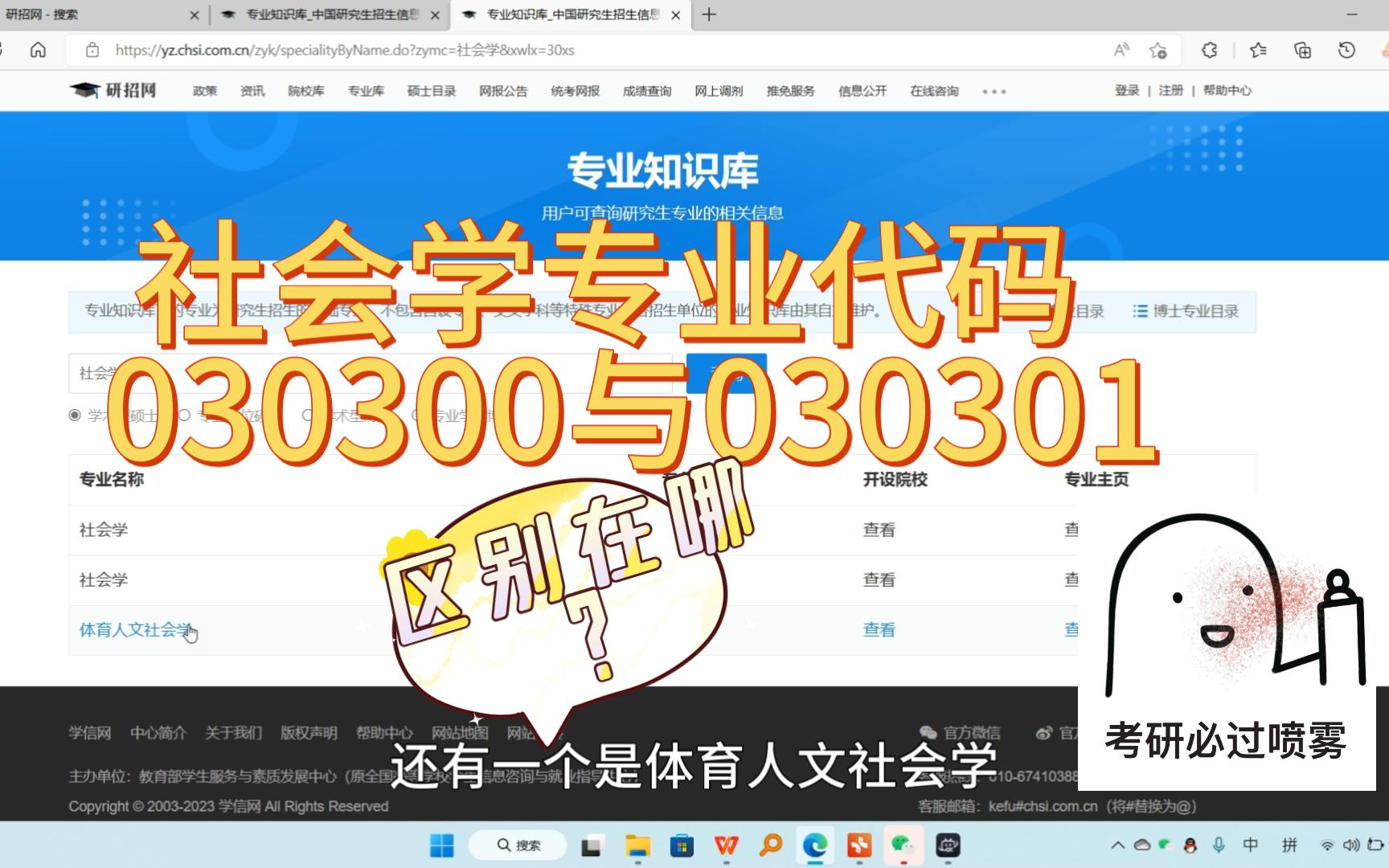 社会学考研报名专业代码030300、030301、040301的区别与联系