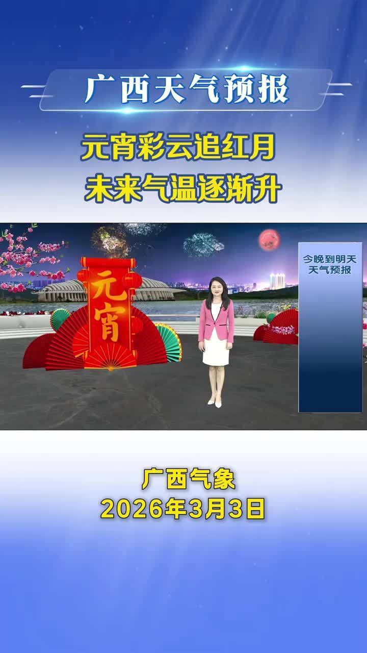 20260303广西《天气预报》元宵彩云追红月 未来气温逐渐升