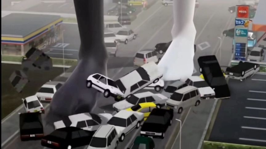 鹰眼巨大化,巨人横冲直撞小汽车ߚ