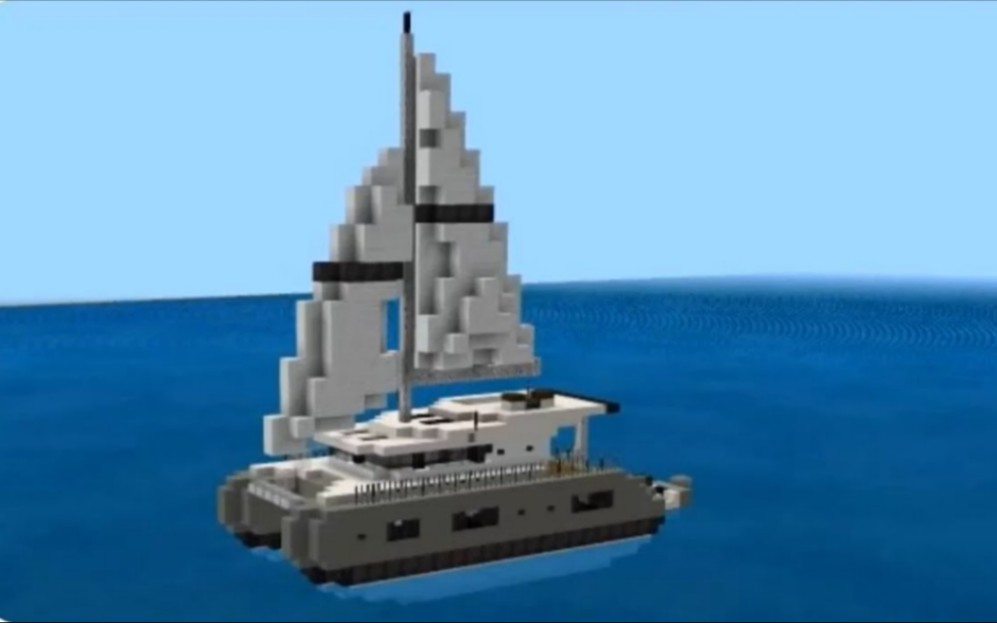 【Minecraft】如何在我的世界中建造一艘双体帆船游艇_我的世界双体...