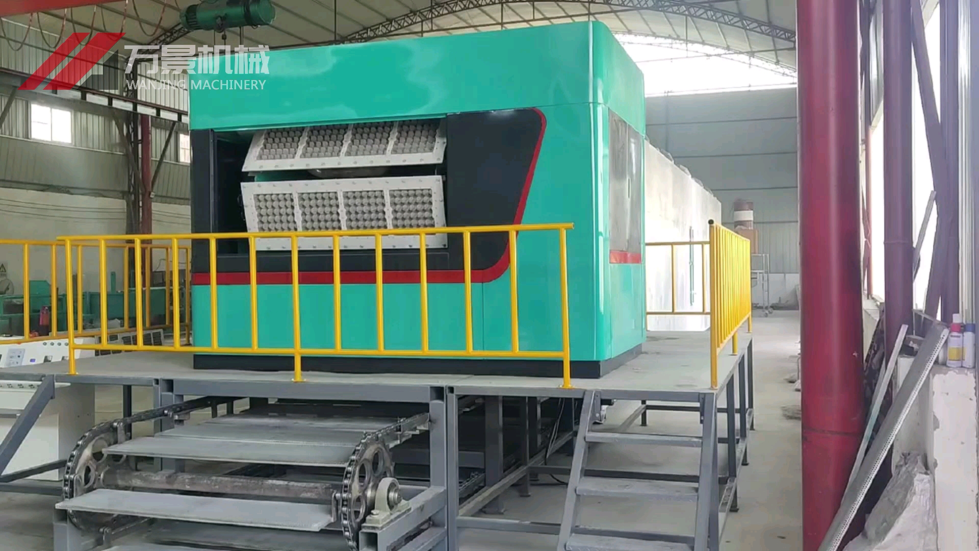 ...全自动蛋托机设备,蛋托生产线,鸡蛋托生产加工设备,配套金属钢结构...
