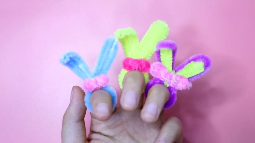 创意手工，扭扭棒制作小兔兔戒指，小朋友都爱不释手