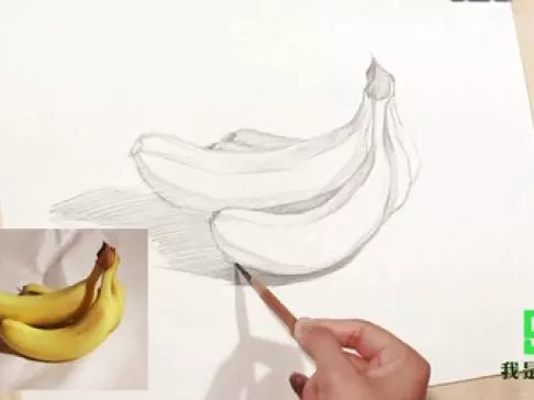 素描香蕉单个水果画法教程