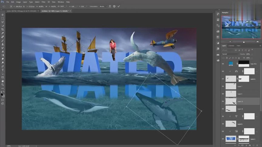 photoshop教程-3d水效果和照片处理