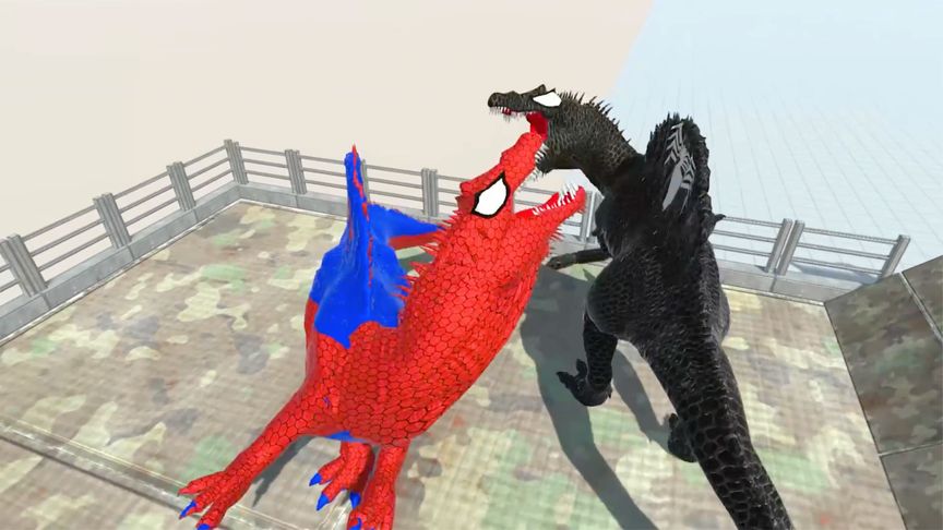 动物战争模拟器 毒液棘龙阶梯式战斗! 最终对决蜘蛛侠棘龙!
