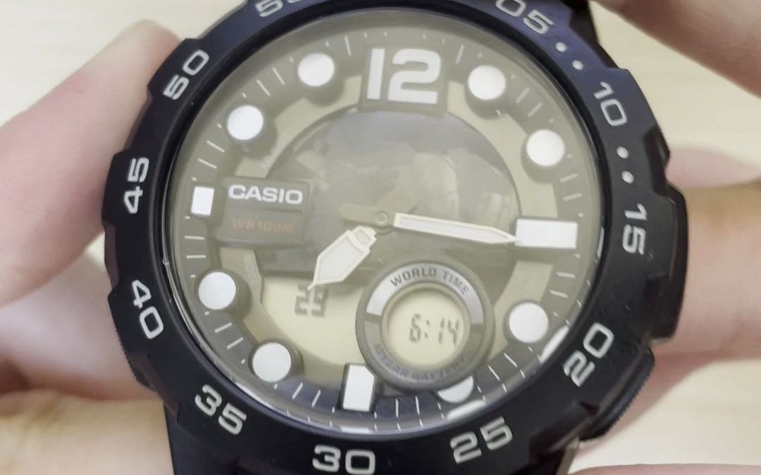 卡西欧AEQ100调时间教程AEQ-100W-1BV调时间教程说明