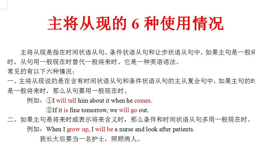 主将从现的6种用法!英语中考,高考常考题型!需要格外重视!