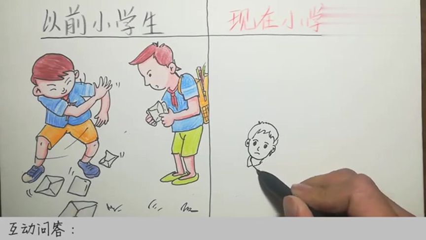 现在小学生vs以前小学生,画的太形象了,哈哈~