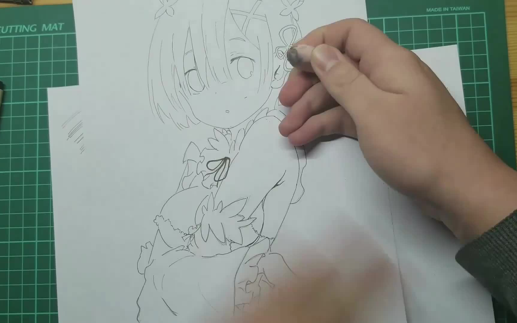 【画老婆系列】雷姆绘画教程,起线稿,勾线,加马克笔上色。