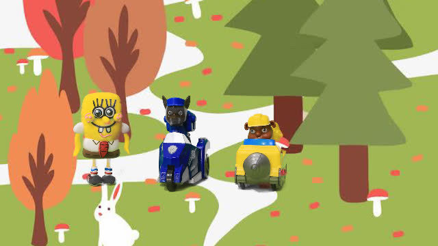 儿童剧:汪汪队在森林里巡逻,遇到了迷路的海绵宝宝