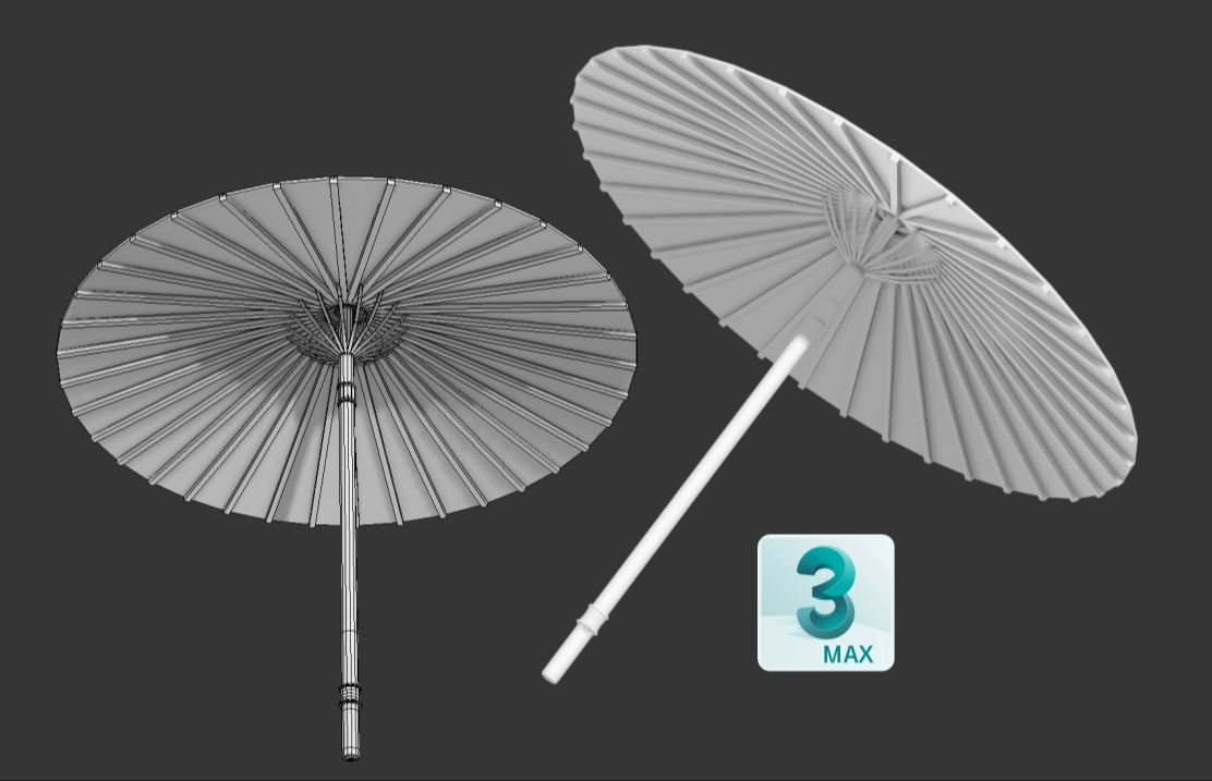 3dmax新手建模练习,十分钟教你学会,低模雨伞模型