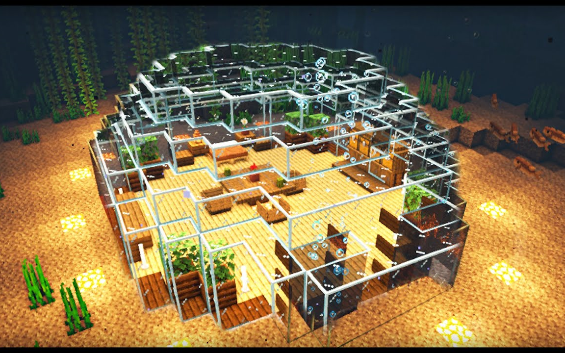 【我的世界】制作简易的水下房屋(教程)