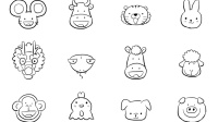两分钟学会画一组简单的十二生肖头像简笔画