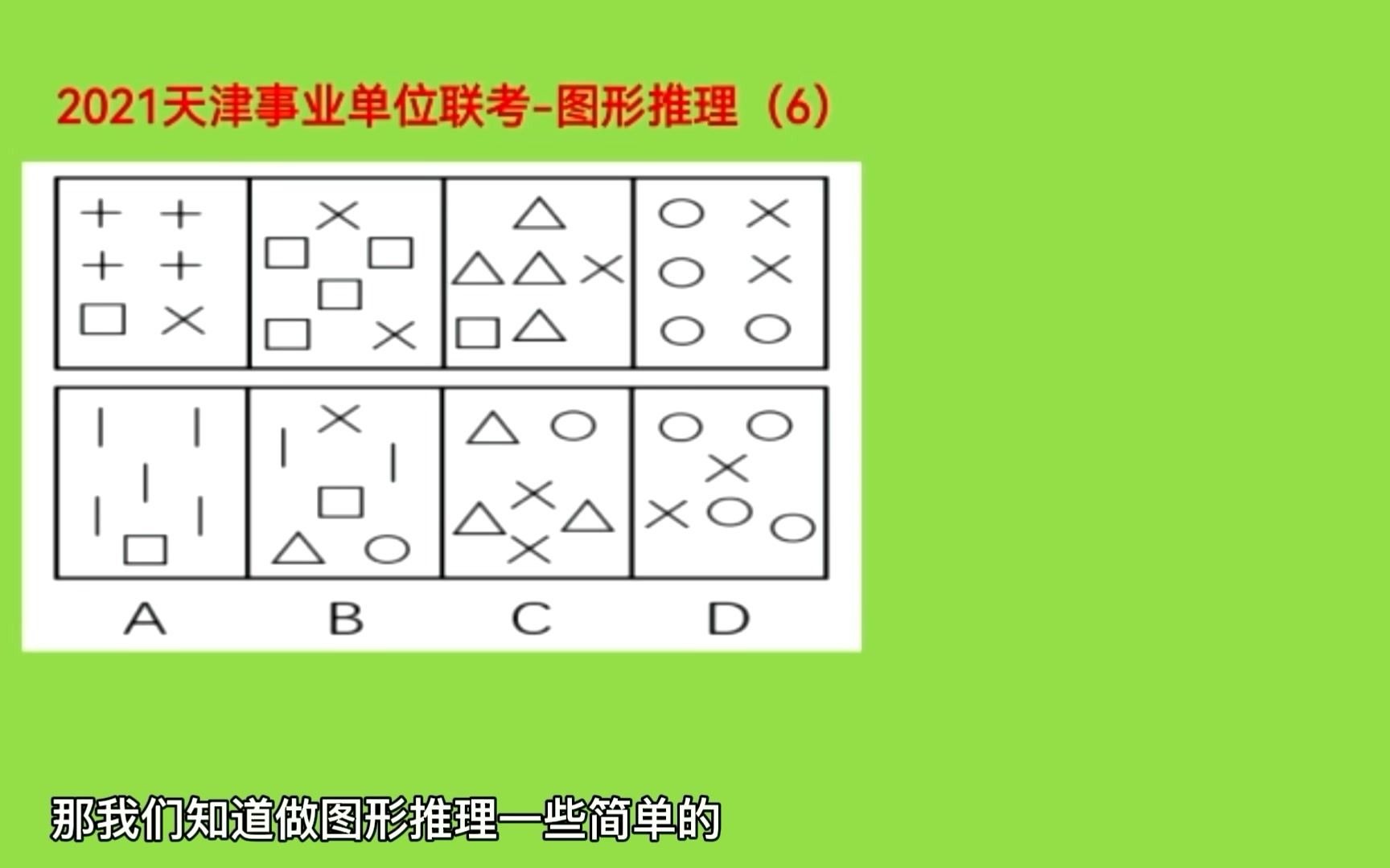 2021年天津事业单位考试,图形推理6,观察图形元素变化特征找规律