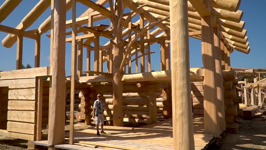用木材搭建一间房屋,要用多少根原木呢