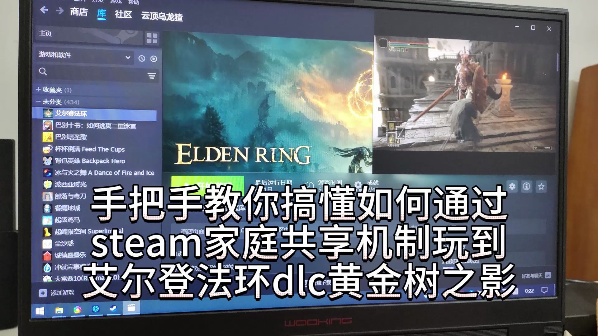 如何通过steam家庭共享玩到艾尔登法环dlc_单机游戏热门视频