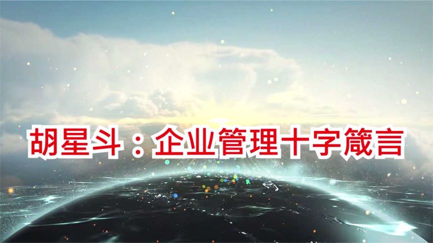 胡星斗:企业管理十字箴言