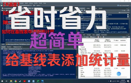 【R语言】如何快速绘制基线表第二课——如何在基线表中添加统计量