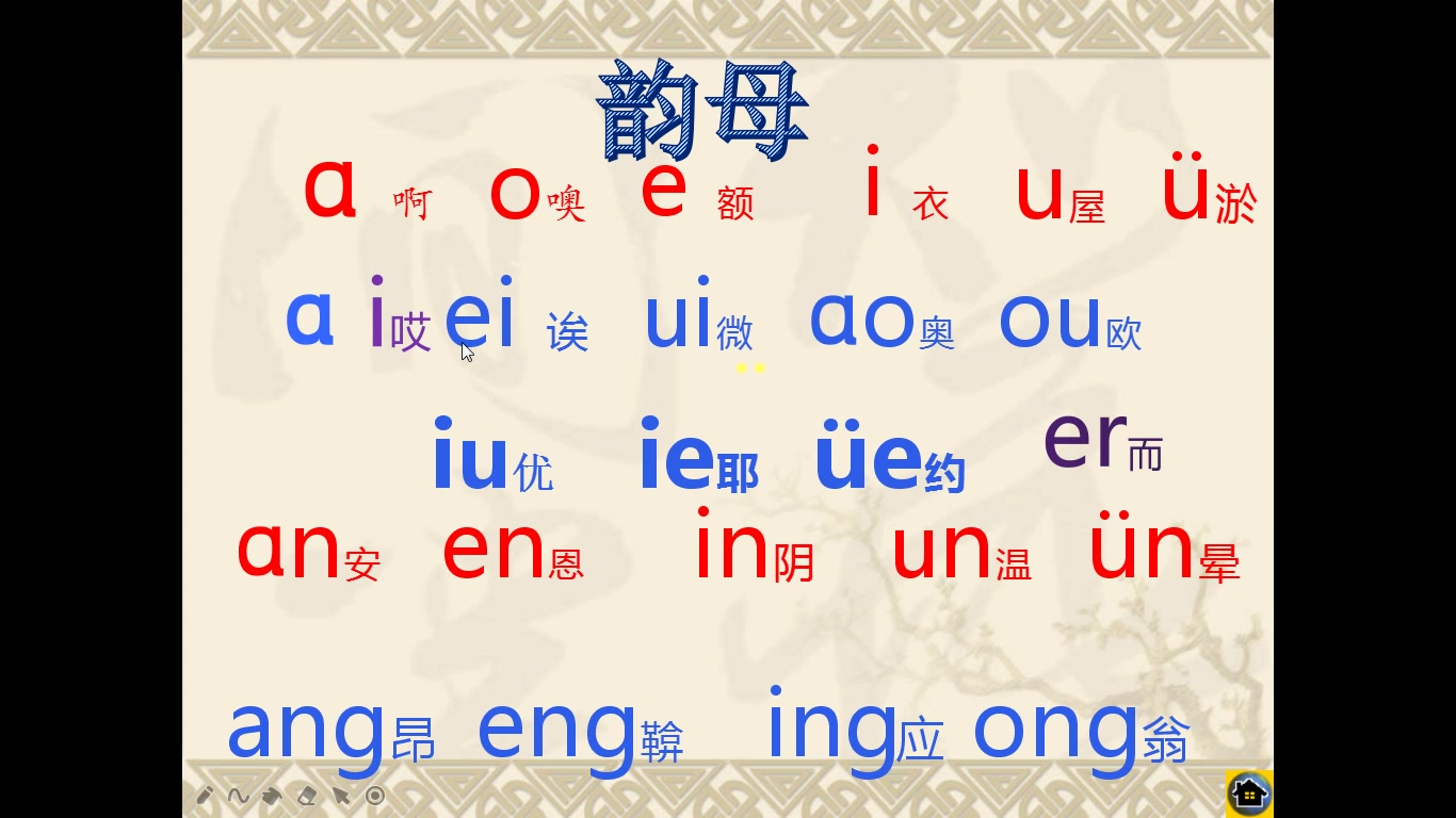 韵母。一张表,汉语拼音