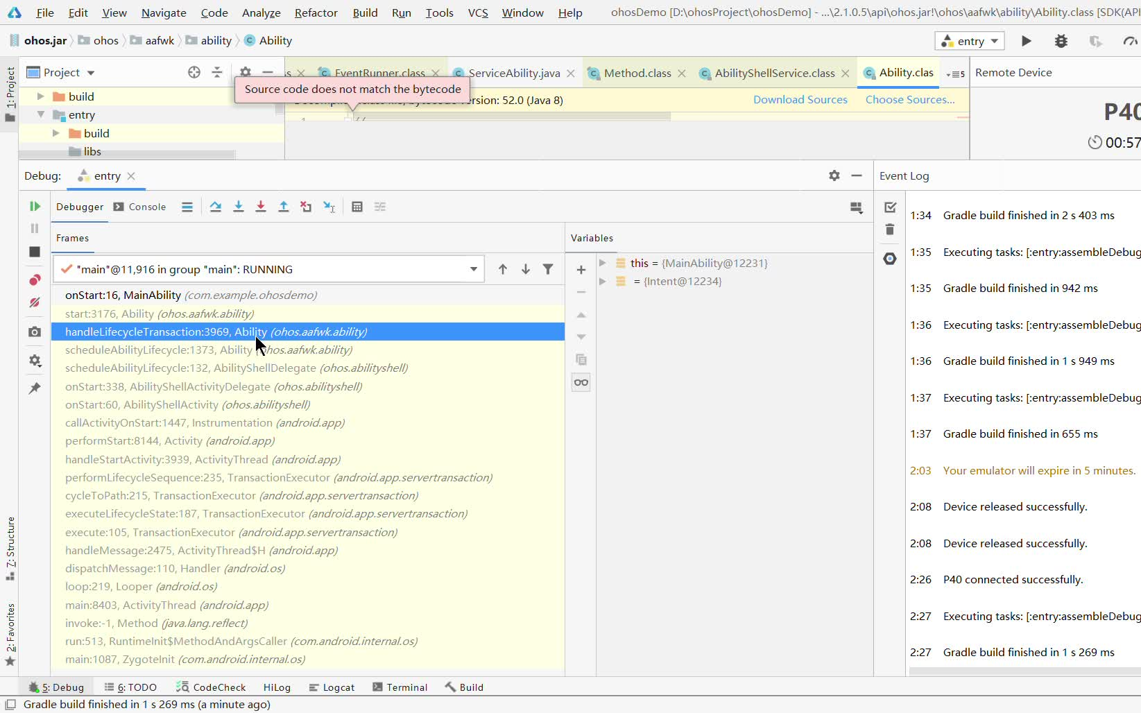 鸿蒙的ability是套壳的 android的 activity。 鸿蒙的 framework层都是java...