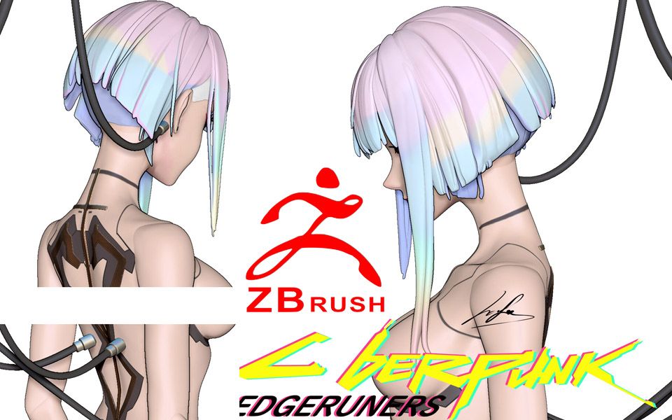 【赛博朋克·边缘行者】露西zbrush人物捏脸全教程详细教学 3D建模