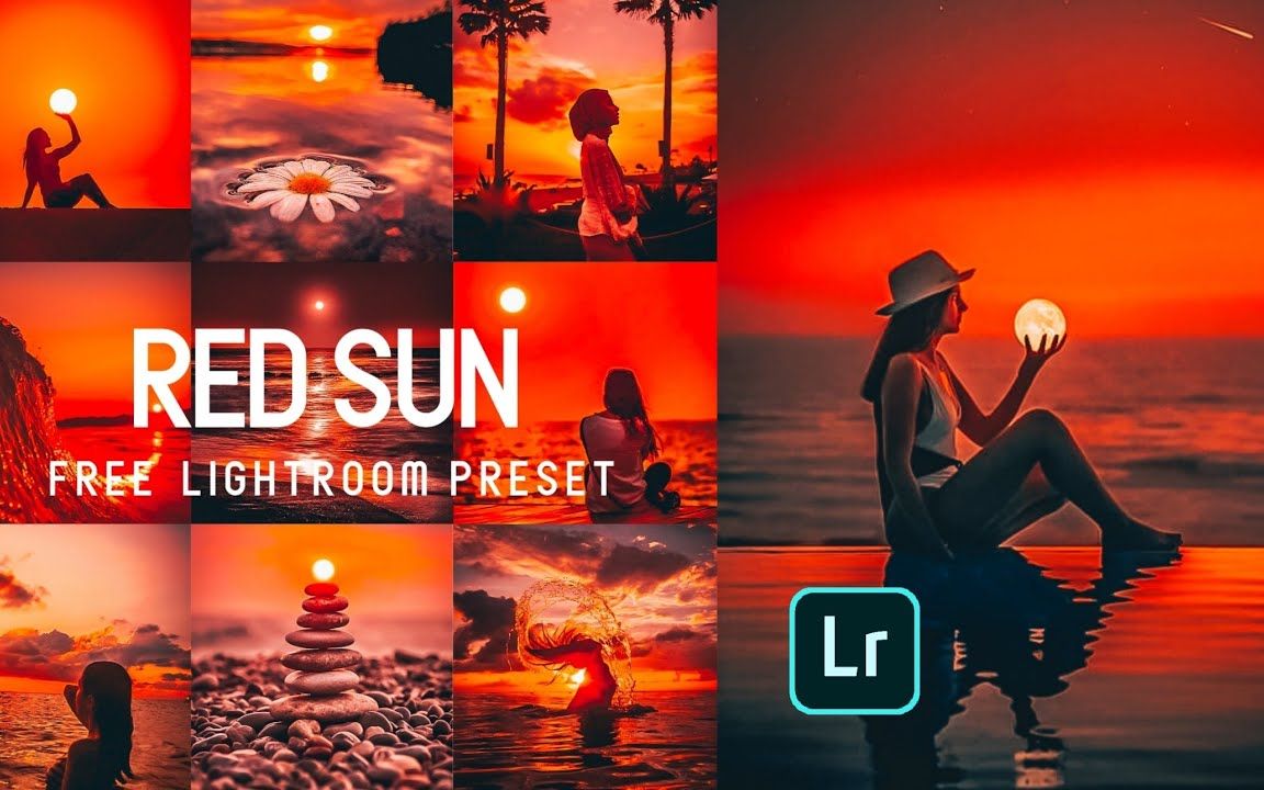 日落晚霞太阳风景照片Lr调色教程,手机滤镜Lightroom+PS预设下载!