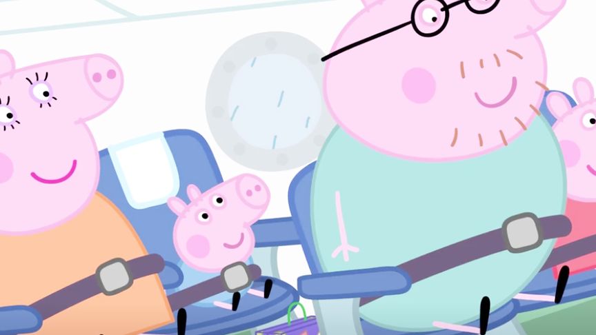 小猪佩奇一家坐飞机旅行,幼儿启蒙动画片