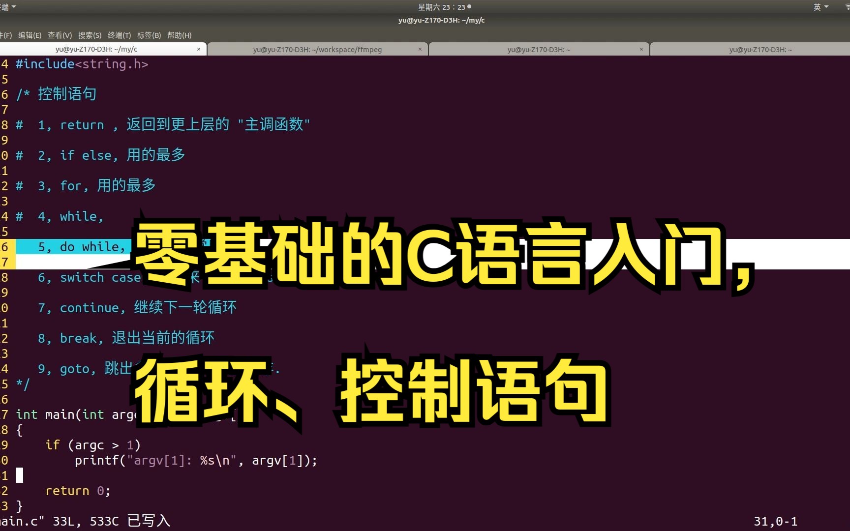 零基础的C语言入门,循环、控制语句