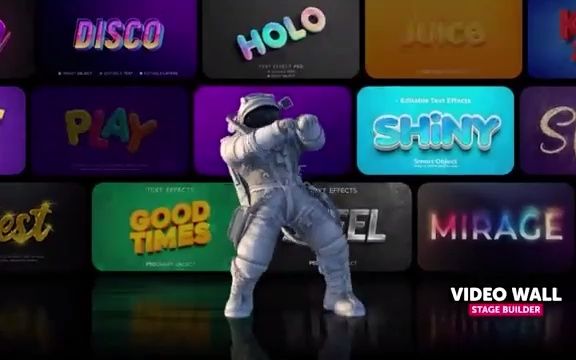 AE模板-4K级社交媒体发布会大型弧面视频墙图片墙背景展示