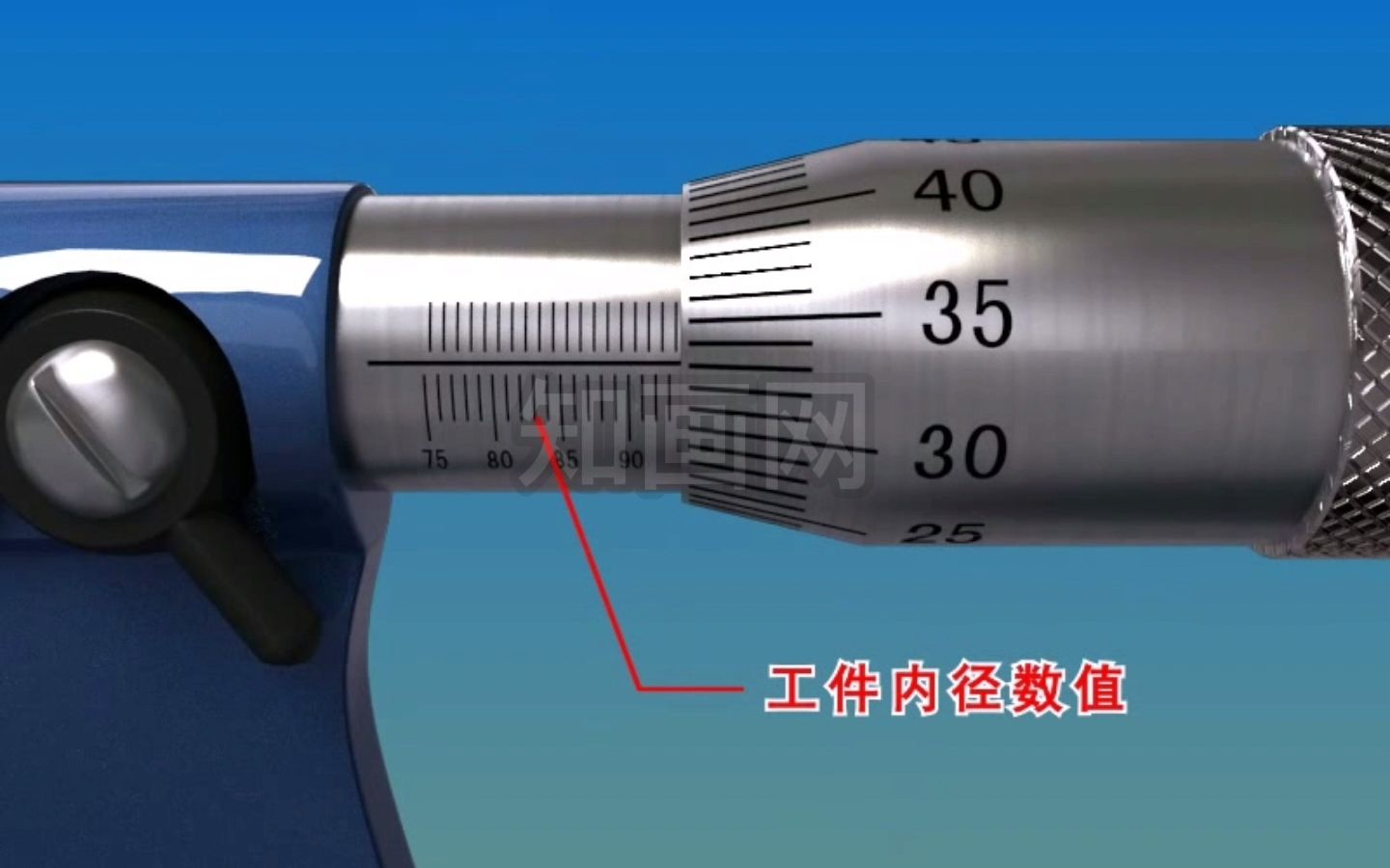 用内外卡钳测量工件动画
