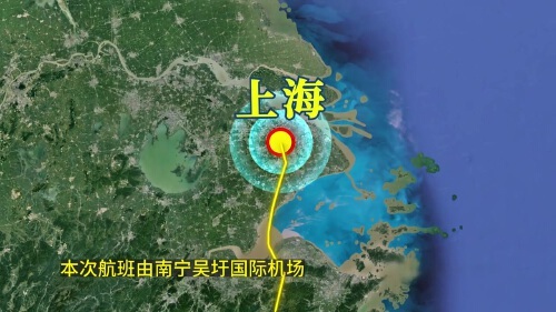 模拟南宁飞往上海的行班全程120公里飞行2小时10旅行航拍中国