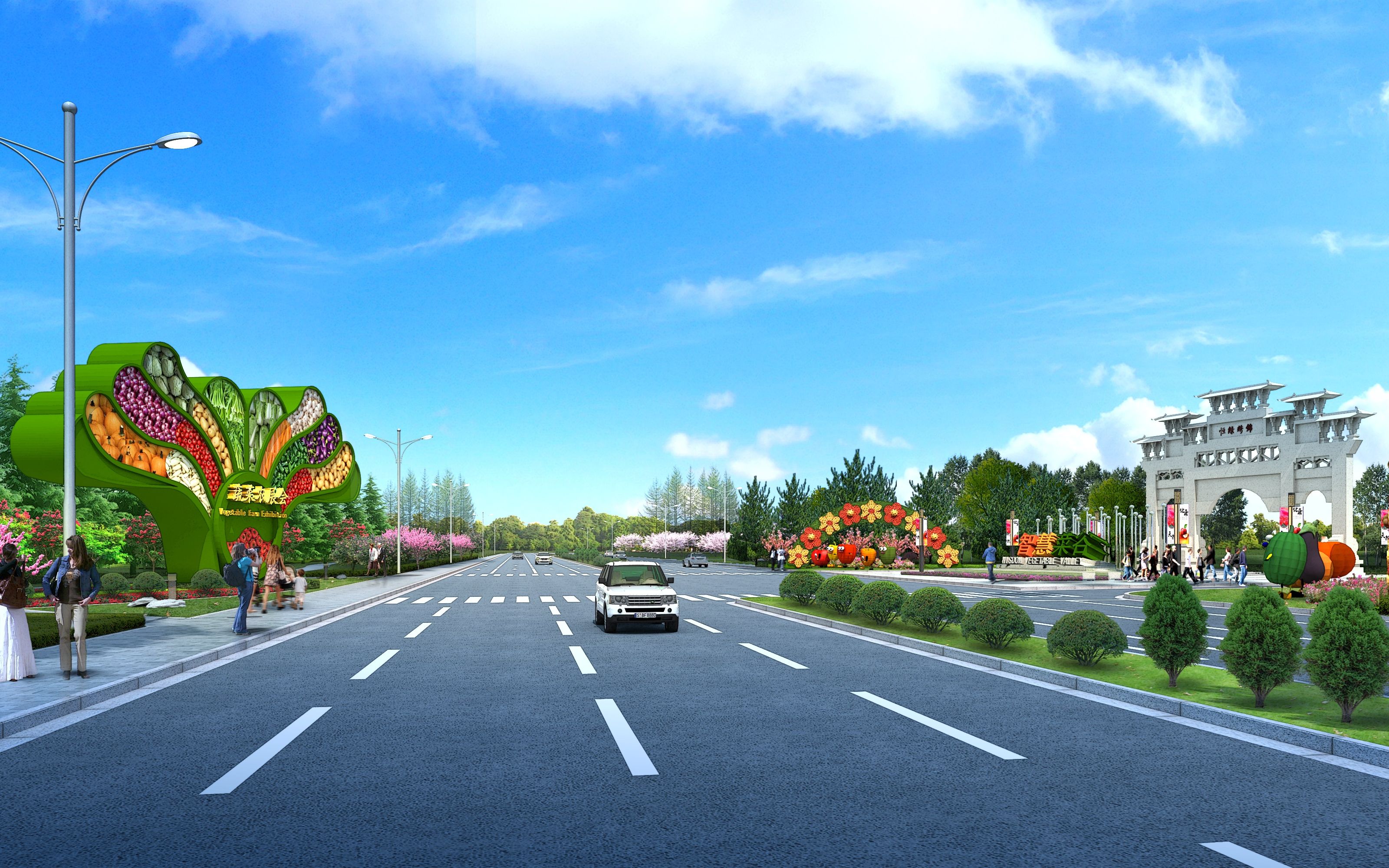 【司空侠PS教程】北方道路植物景观效果图,偏饱和度高的图纸甲方...
