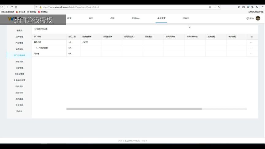 超级简单-CRM系统的部门分级授权管理
