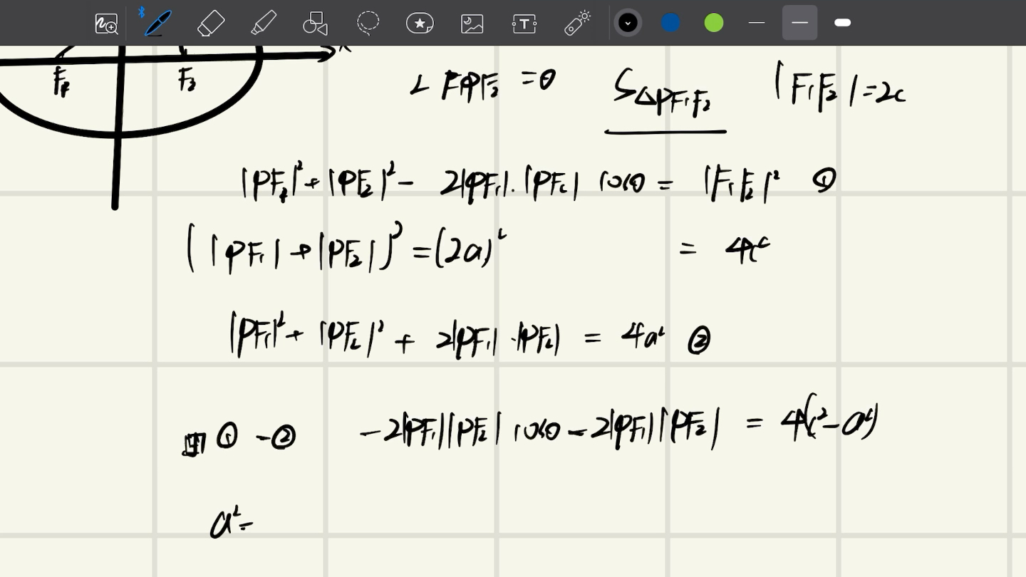 大概就是椭圆和双曲线的焦点三角形面积公式推导了