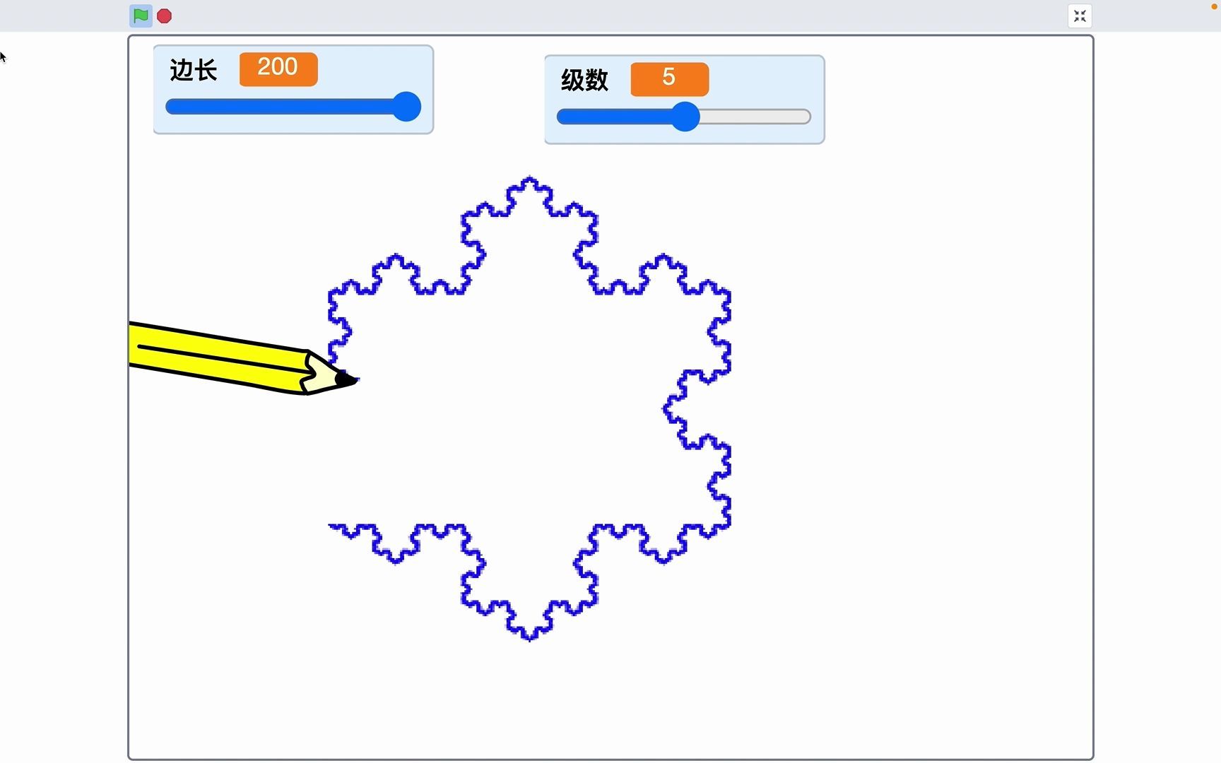 Scratch编程100例之递归画雪花