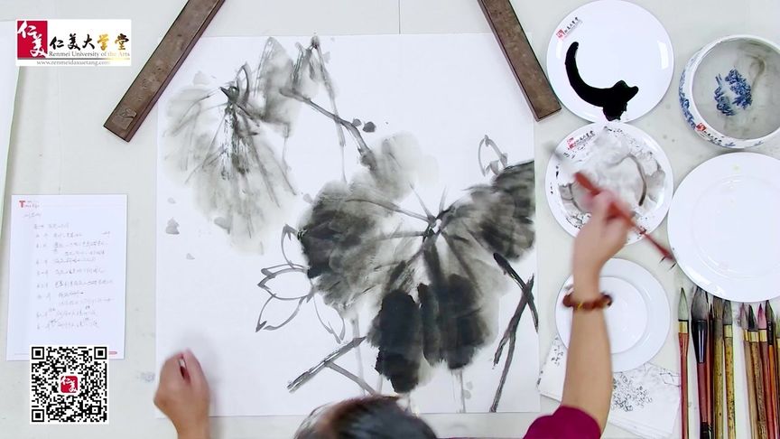 著名书法家从0基础教你大写意泼墨荷花的画法