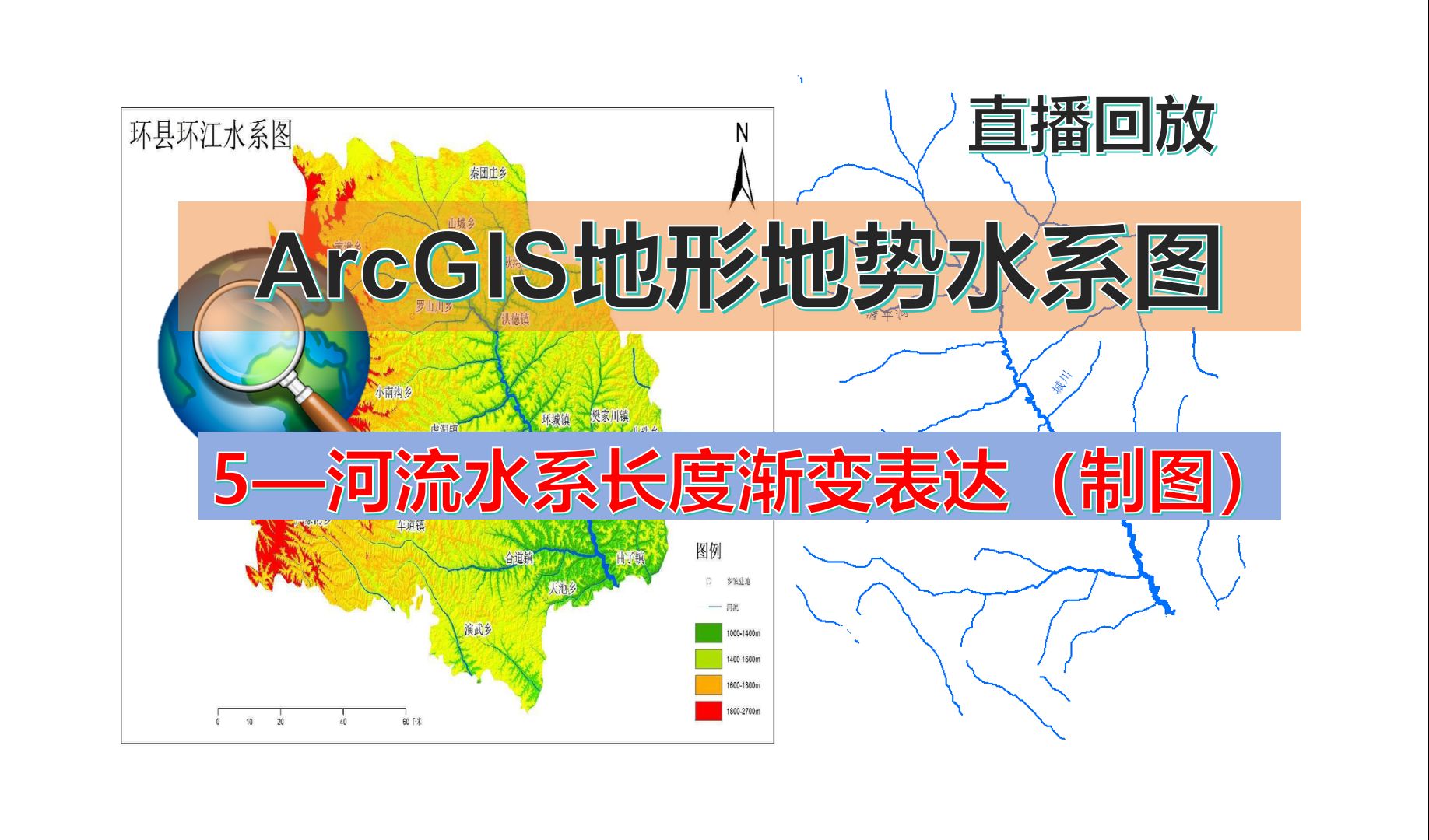 ...河流水系流量渐变表达(ArcGIS从0开始制作甘肃环县地形地势水系图5)